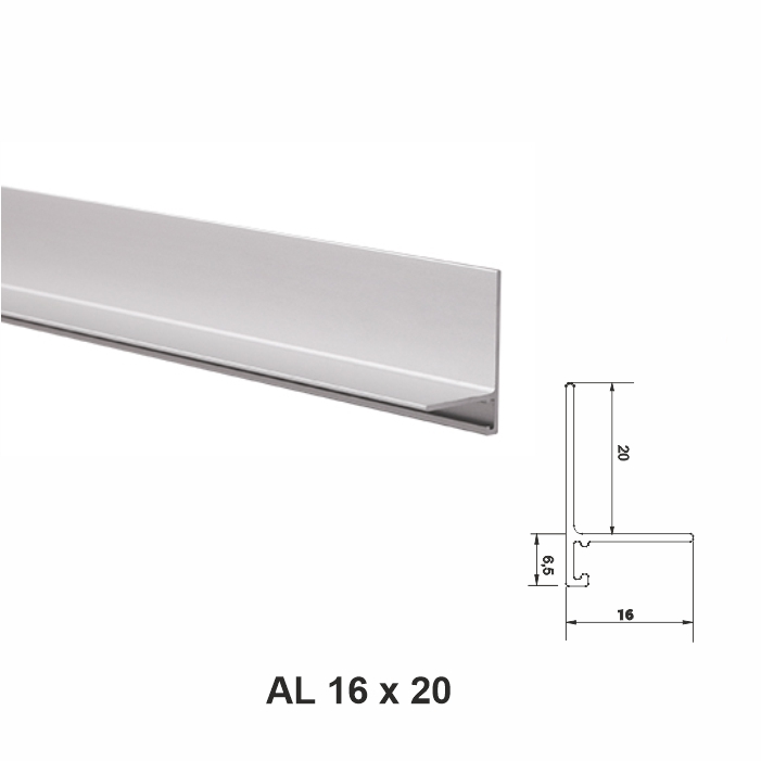 AL 16×20, mini plintă pentru pardoseli, Silver Matt, 2.5m